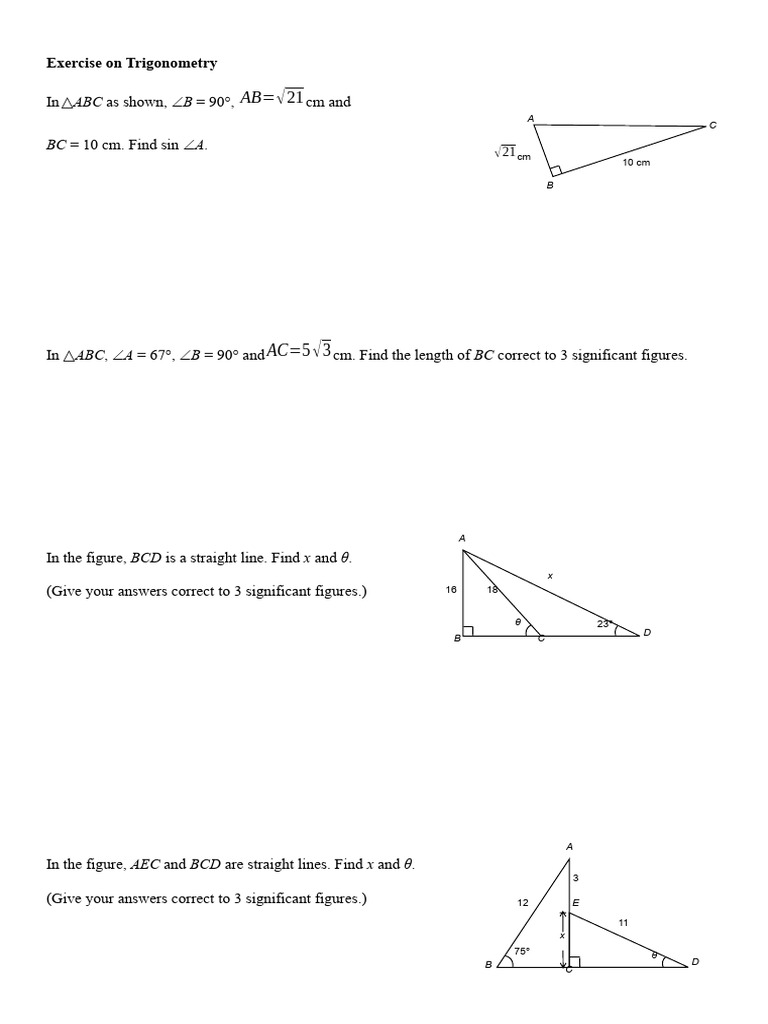 Exercise On Trigonometry | PDF | Trigonometry | Geometry