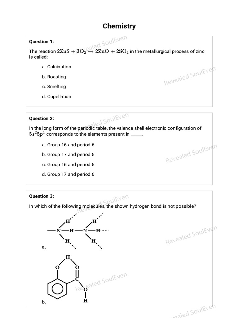 Chemistry Test - 2 | PDF | Chlorine | Chemistry