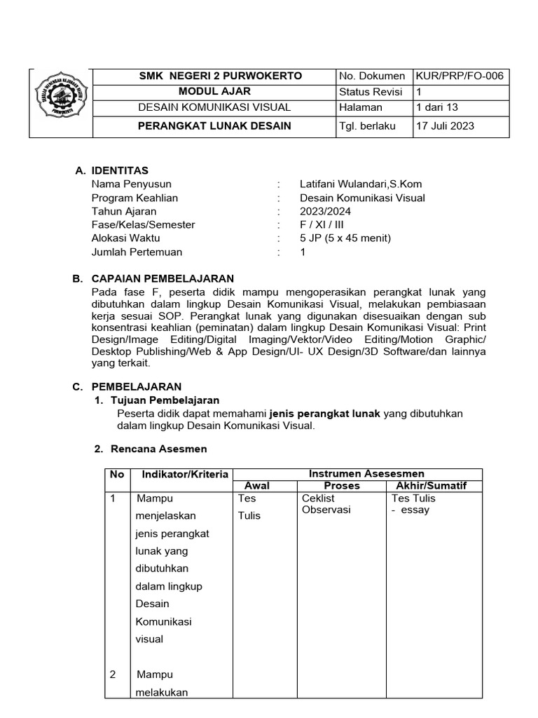 Modul Ajar - Perangkat Lunak Vector Bitmap | PDF | Komputer