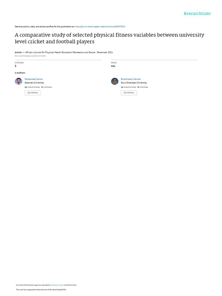 A Comparative Study of Selected Physical Fitness Variables Between ...