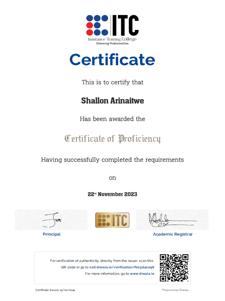 Certificate of Proficiency Awarded | PDF