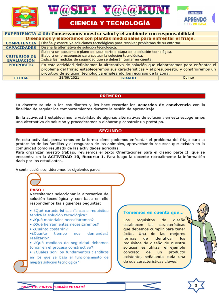 SEC. 5° - Cy T - SEMANA 25 - 28-09-2021 | PDF | Diseño | Presupuesto