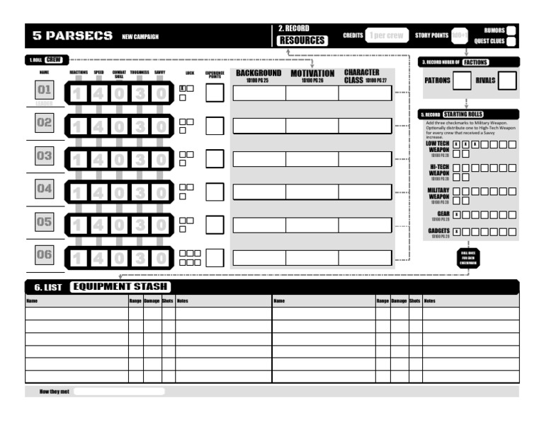 Five Parsecs 3e New Campaign v1 | PDF | Role Playing Games | Role ...