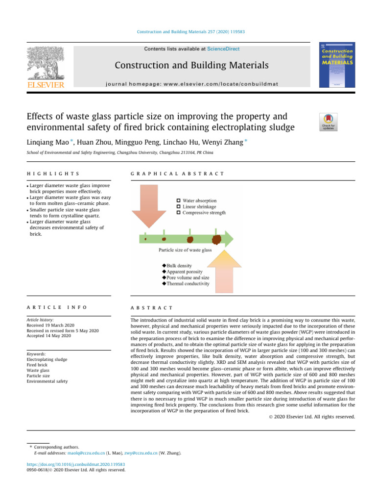 CINCO DOCUMENTO J.conbuildmat.2020.119583 | Download Free PDF | Porosity | Brick
