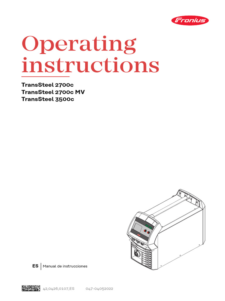 Manual TransSteel 2700 FRONIUS | PDF | Soldadura | Construcción