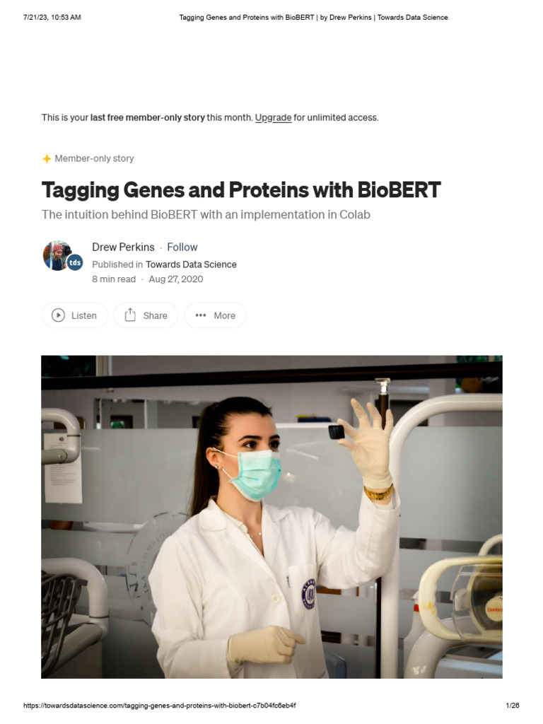 Tagging Genes and Proteins With BioBERT - by Drew Perkins - Towards Data Science | PDF ...
