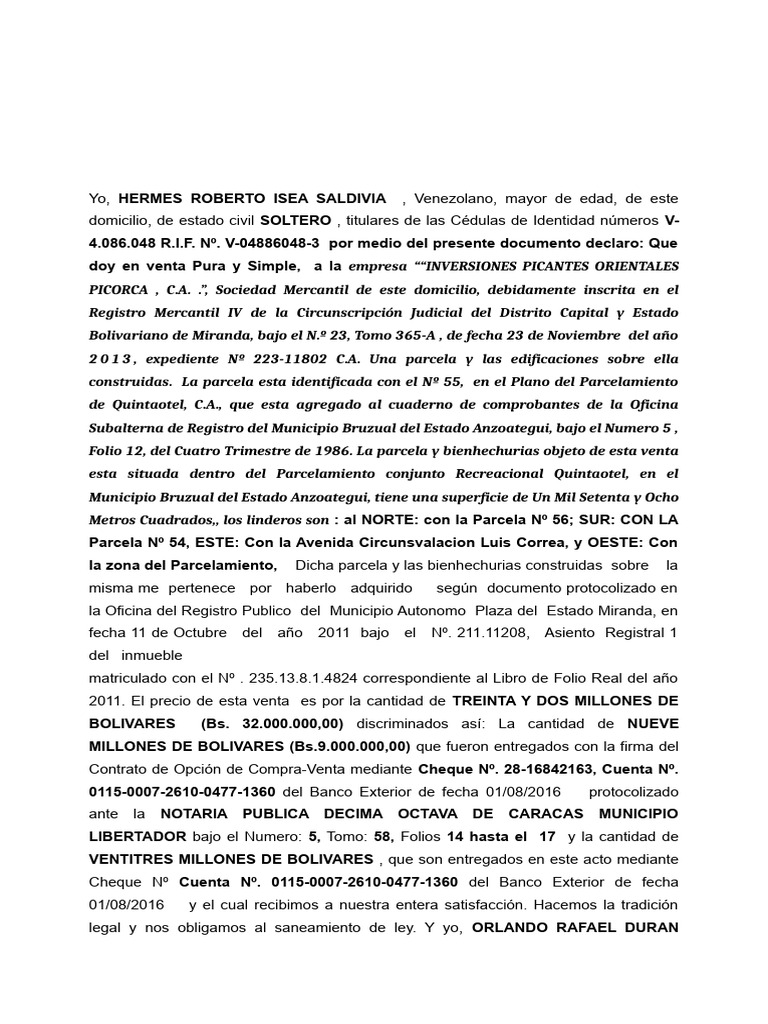 VENTA Roberto | PDF | Documento de identidad