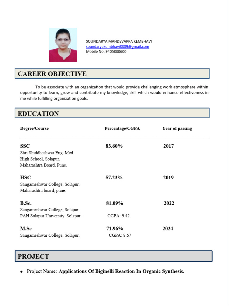 Soundarya Resume-1 | PDF
