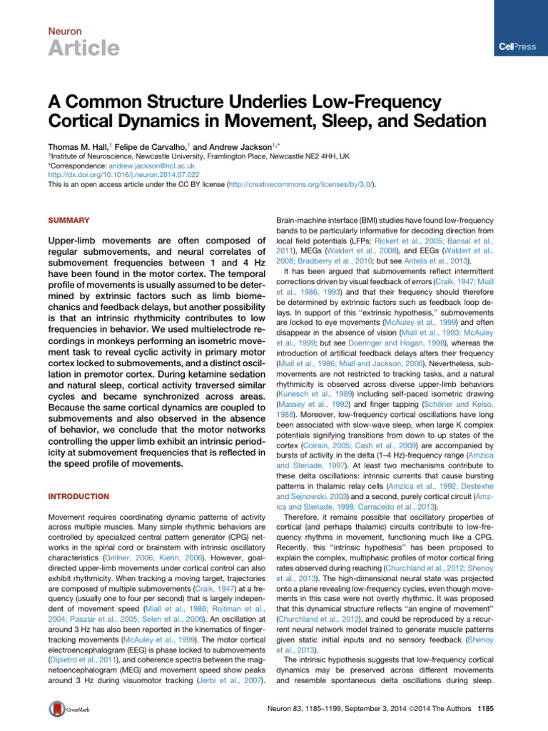 A Common Structure Underlies Low Frequency Cortica | PDF | Neural ...