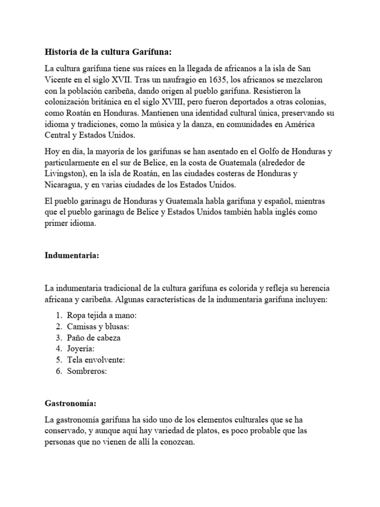 Bebidas Típicas de la Cultura Garífuna | PDF | Bebida | Alimentos