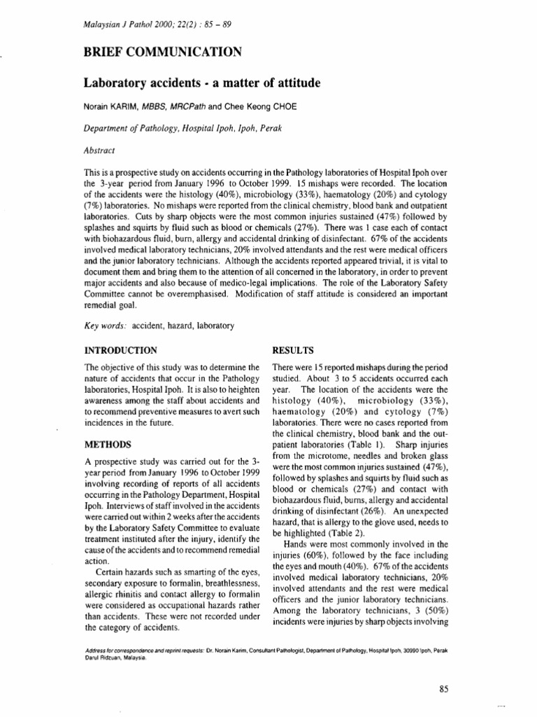 Laboratory Accidents | PDF