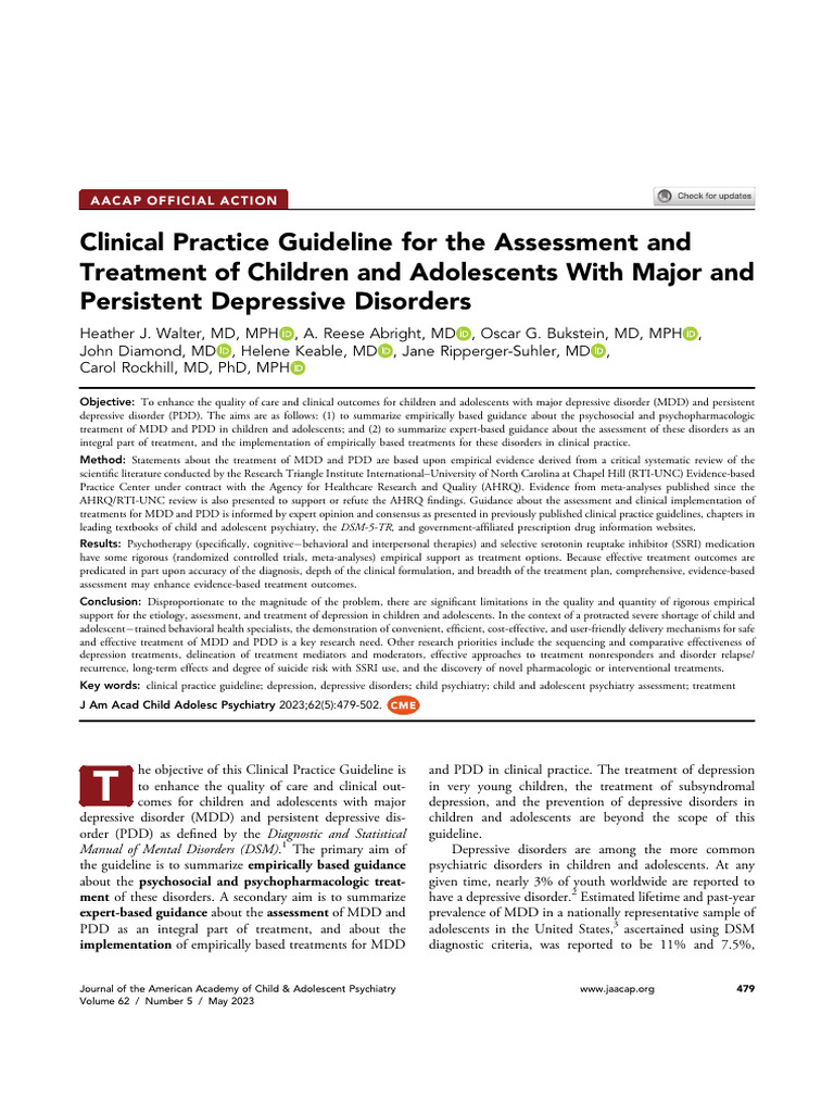 Child Depression Treatment Guidelines | PDF | Major Depressive Disorder | Mental Disorder