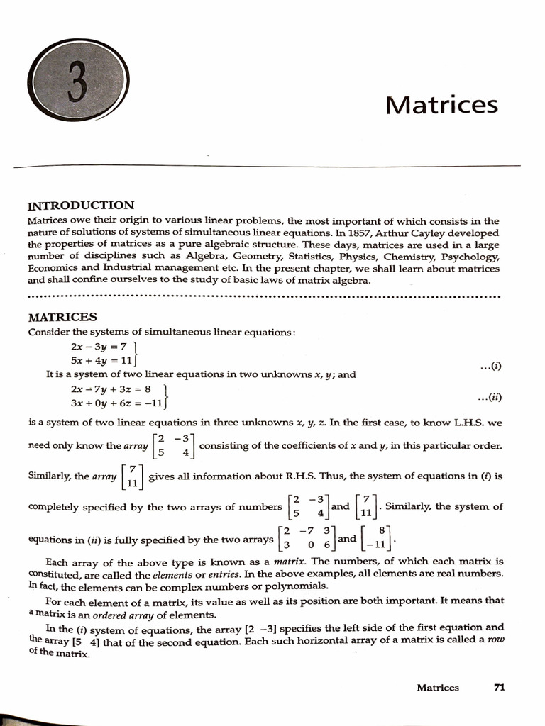 Ch Matrices Part 1 Pdf Matrix Mathematics System Of Linear Equations