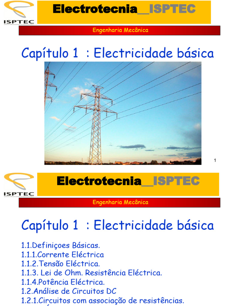 Electrotec (1 Aula) PDF | PDF | Corrente elétrica | Eletricidade