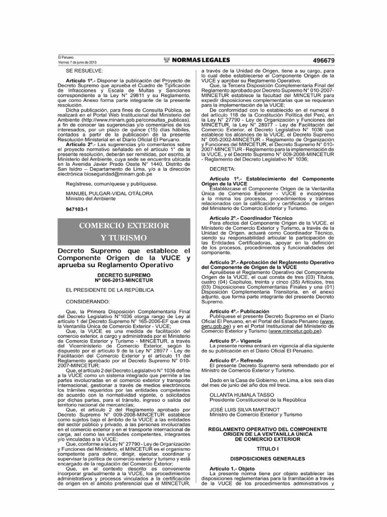 Ds 006 2013 Mincetur | PDF