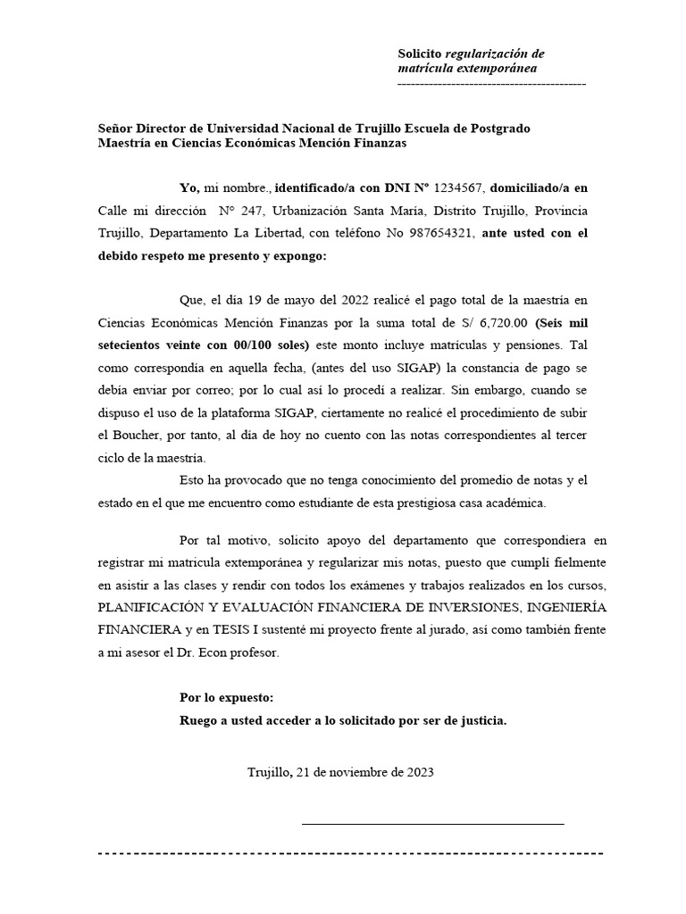 FORMATO DE MODELO DE SOLICITUD SIMPLE | PDF