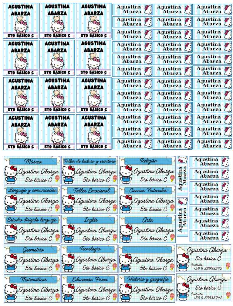 etiqueta escolar hello kitty | PDF