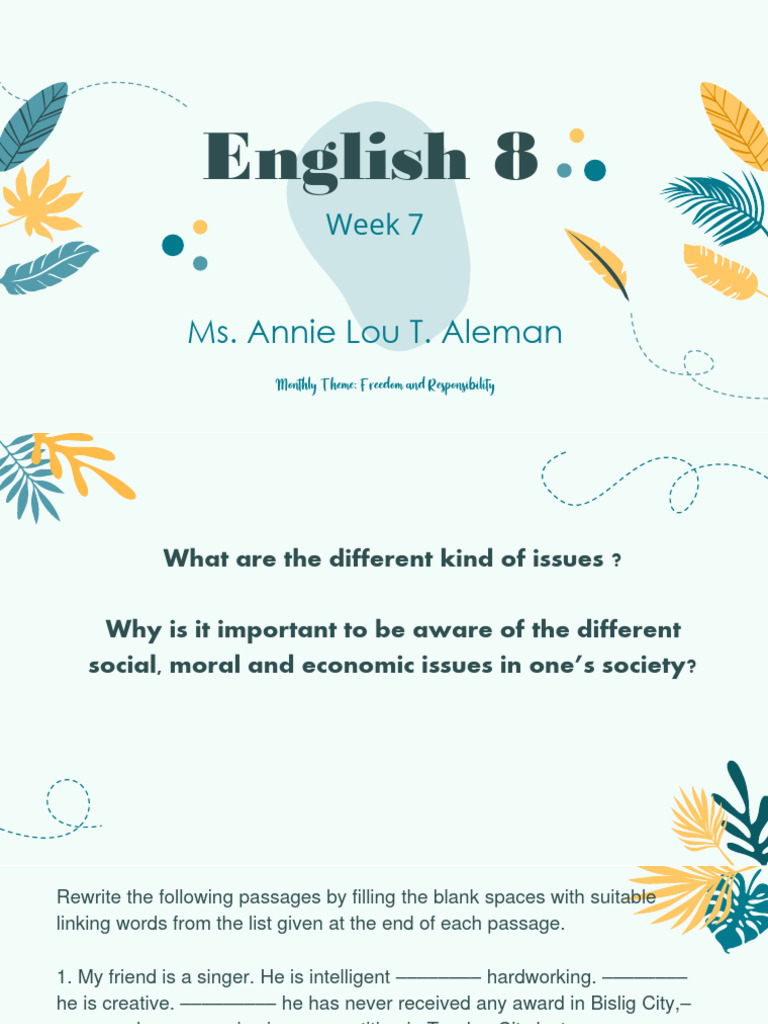 English 8: Week 7 | PDF | Word | Grammar