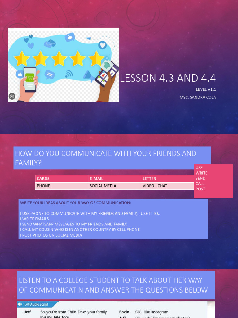 Unit 4 Lesson 4.4 | PDF | Facebook | Communication