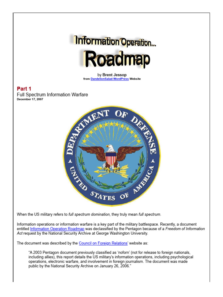 Information Operation Roadmap | PDF | Politics
