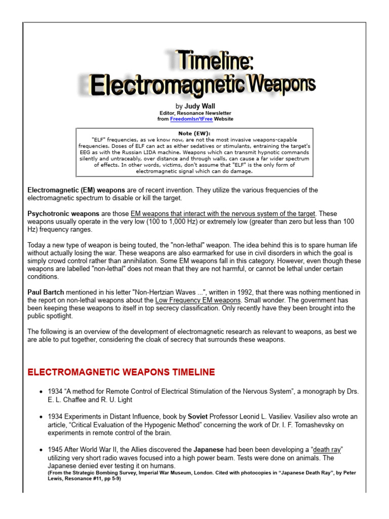 Timeline: Electromagnetic Weapons | Download Free PDF | Microwave | Taser