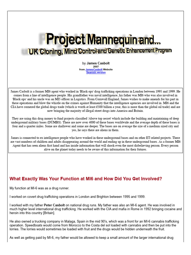 Project Mannequin, UK Cloning, Mind Control and Genetic Enhancement ...