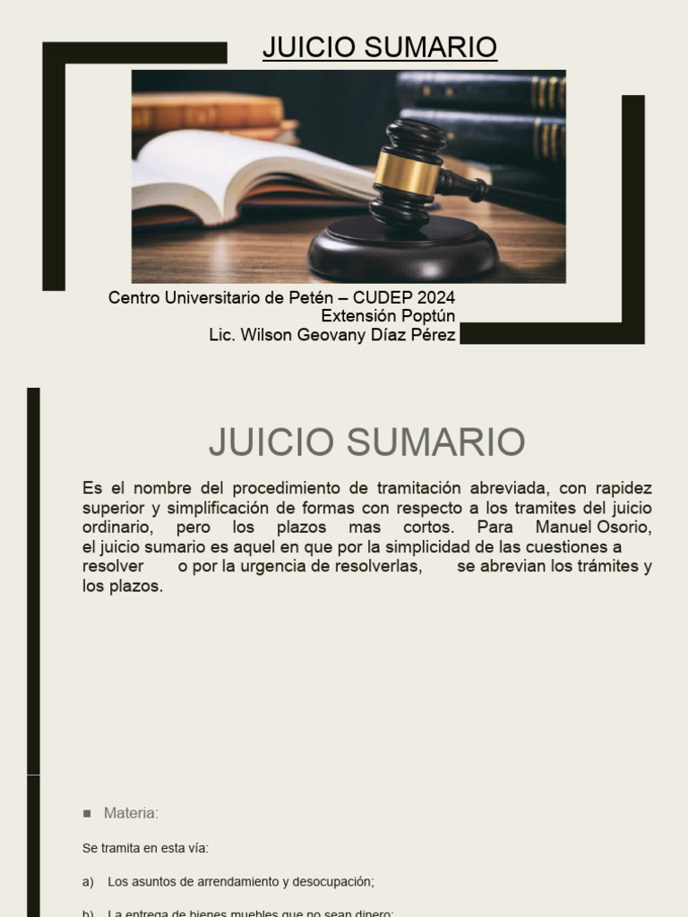 Procedimiento de Juicio Sumario 2024 | PDF | Mediación | Ley procesal