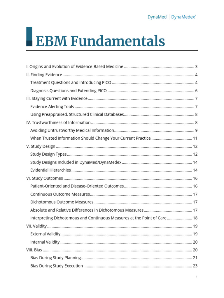 EBM Fundamentals | PDF | Cohort Study | Evidence Based Medicine