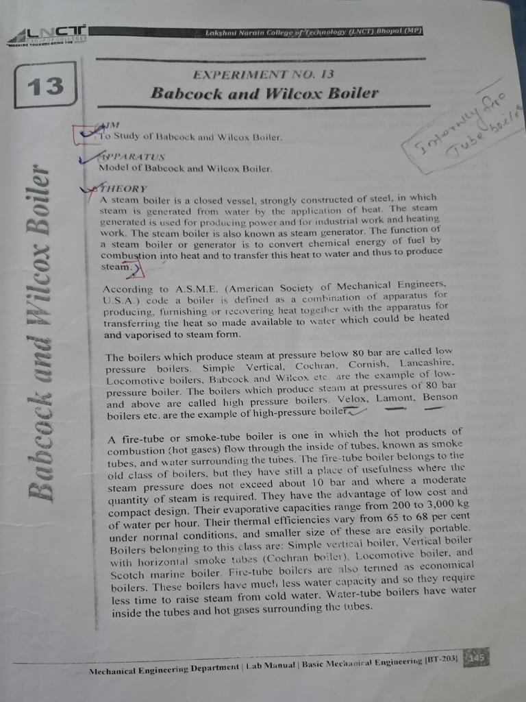 BME 9th Exp | PDF | Boiler | Steam