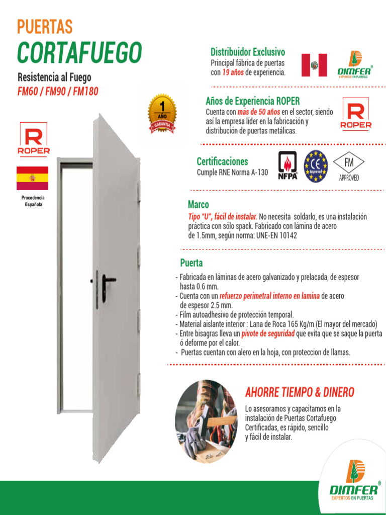 Ficha Tecnica - Puertas ROPER | PDF | Acero | Materiales