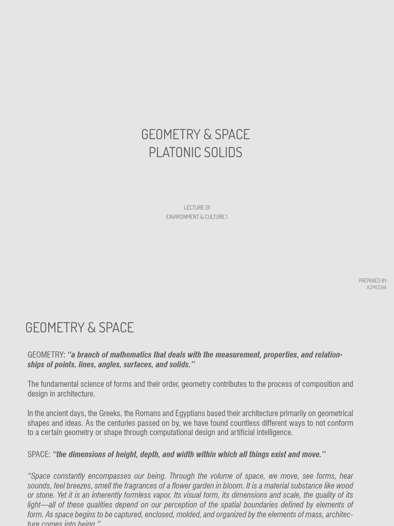 Geometry Space Platonic Solids | PDF | Plato