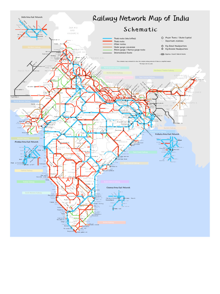 Indian Railway Network Map Guide | PDF | Rail Transport | Transport ...