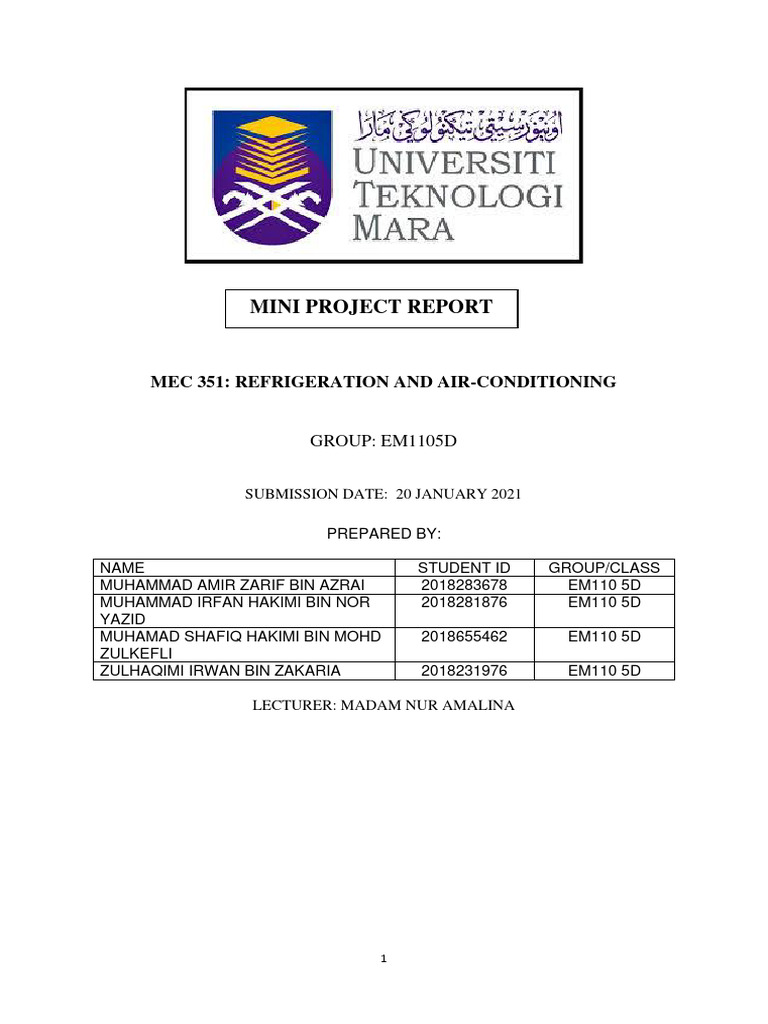 Thermal Mini Project Report | PDF | Engineering Thermodynamics | Thermodynamics