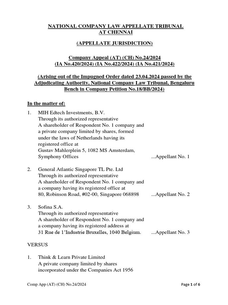 Byjus Order | Download Free PDF | Appeal | Tribunal
