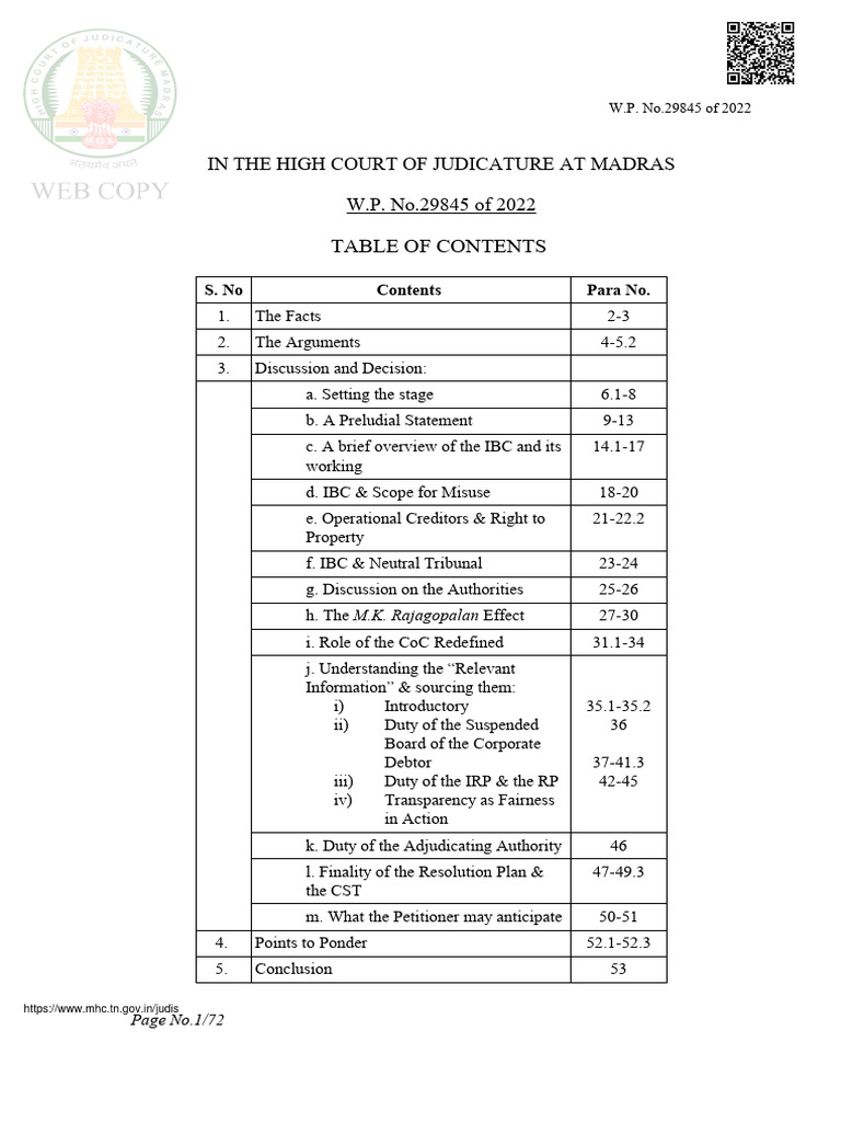 Madras High Court Judgment | PDF | Bankruptcy | Insolvency