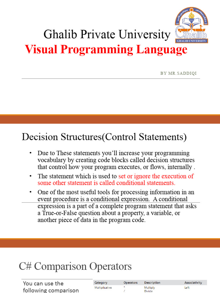 Lecture-05 Decision Making With Control Statement | PDF | Computer Engineering | Software