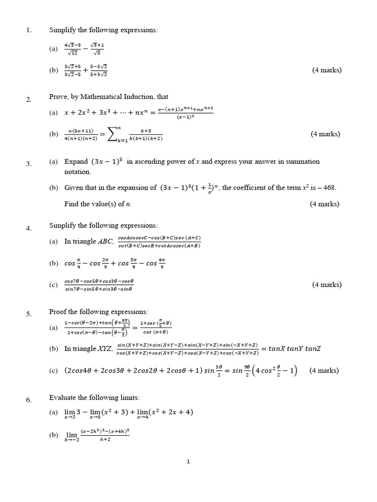 Simplify The Following Expressions | PDF | Area | Mathematical Proof