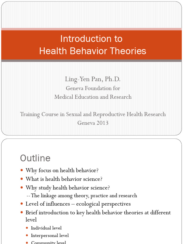 Health Behavioral Theories Ling Yen Pan 2013 | PDF | Behavior | Psychology