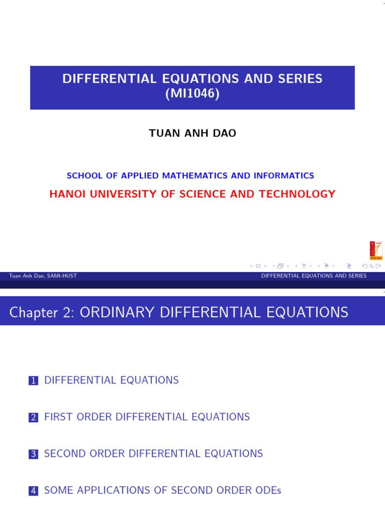 Lecture Notes Deandseries Chapter 2 Pdf Ordinary Differential Equation Differential Equations