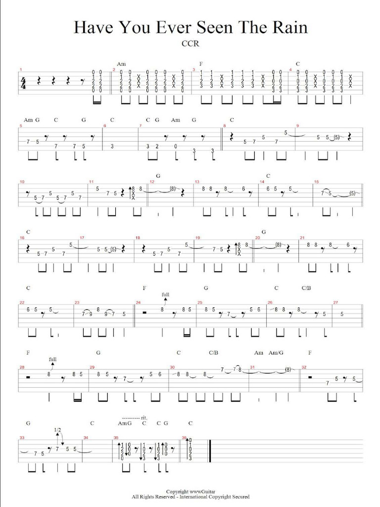 CCR - Have You Ever Seen The Rain (Tab) | PDF