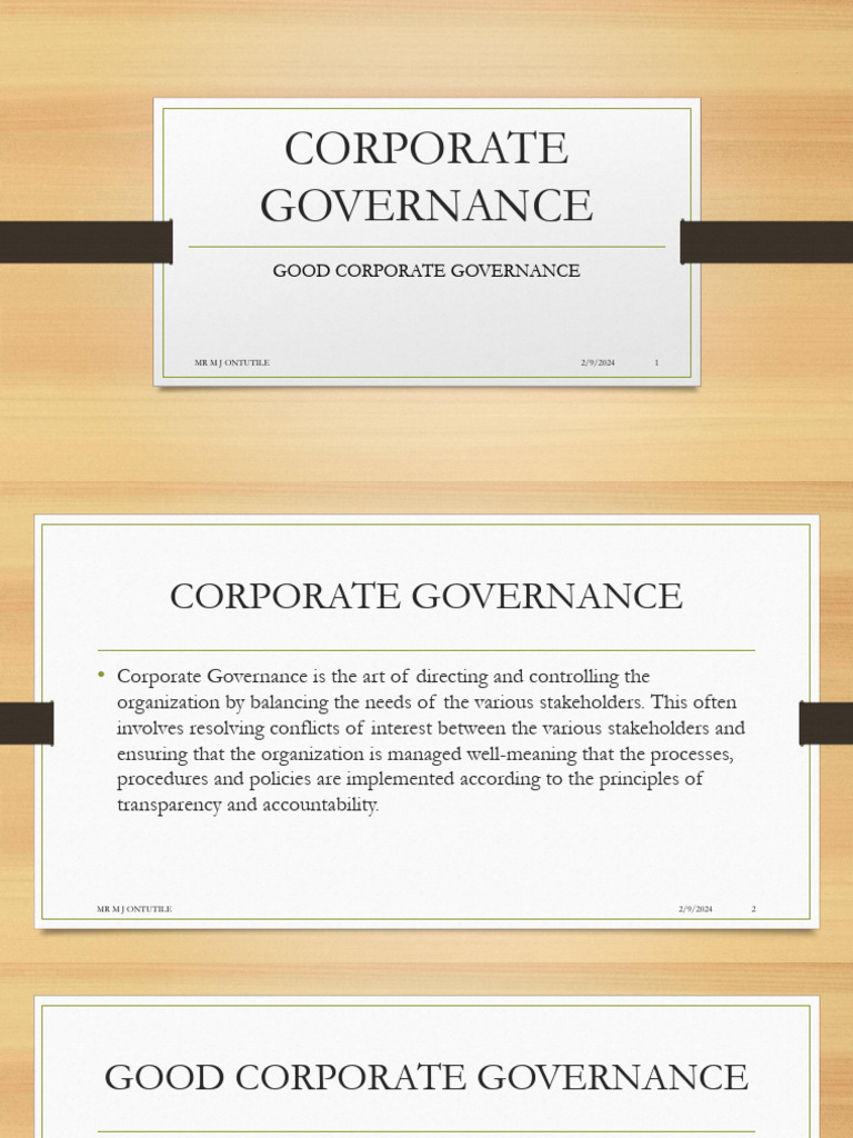 Introduction To Corporate Governance | PDF | Governance | Corporate ...