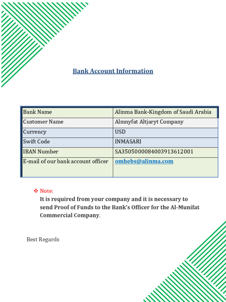 Bank Account Information | PDF