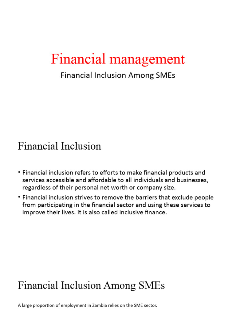 Finanancial Inclusion Among SMEs | PDF | Financial Inclusion | Small ...