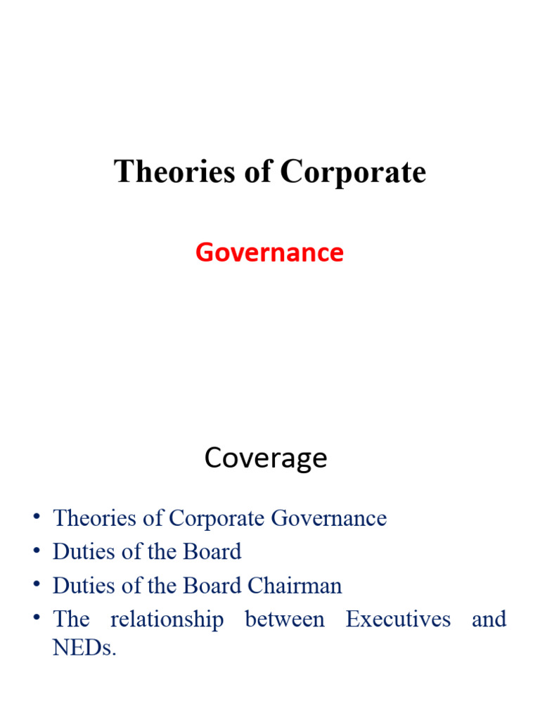Theories of Corporate | PDF | Corporate Governance | Governance