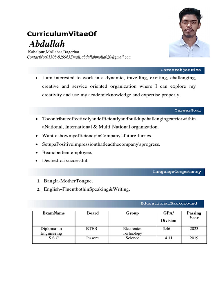 Abdullah CV 1 | PDF