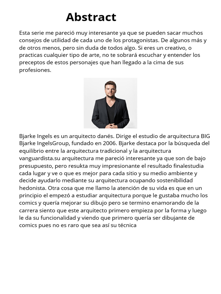 Lecciones de creatividad de Bjarke Ingels | PDF