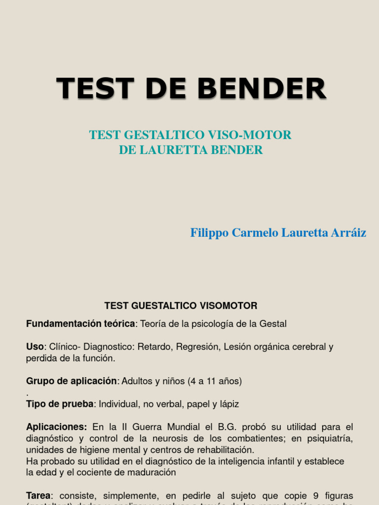 1test Bender Manual Completo | PDF | Percepción | Esquizofrenia