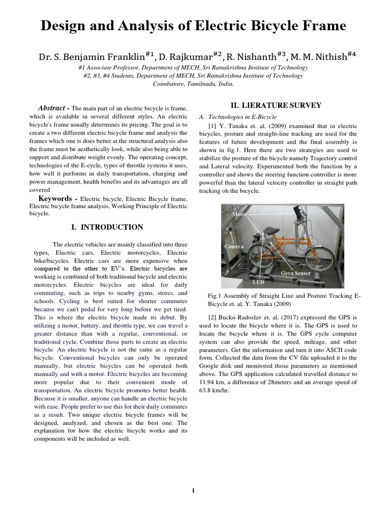 Electric Bicycle Frame Design & Analysis | PDF | Strength Of Materials ...