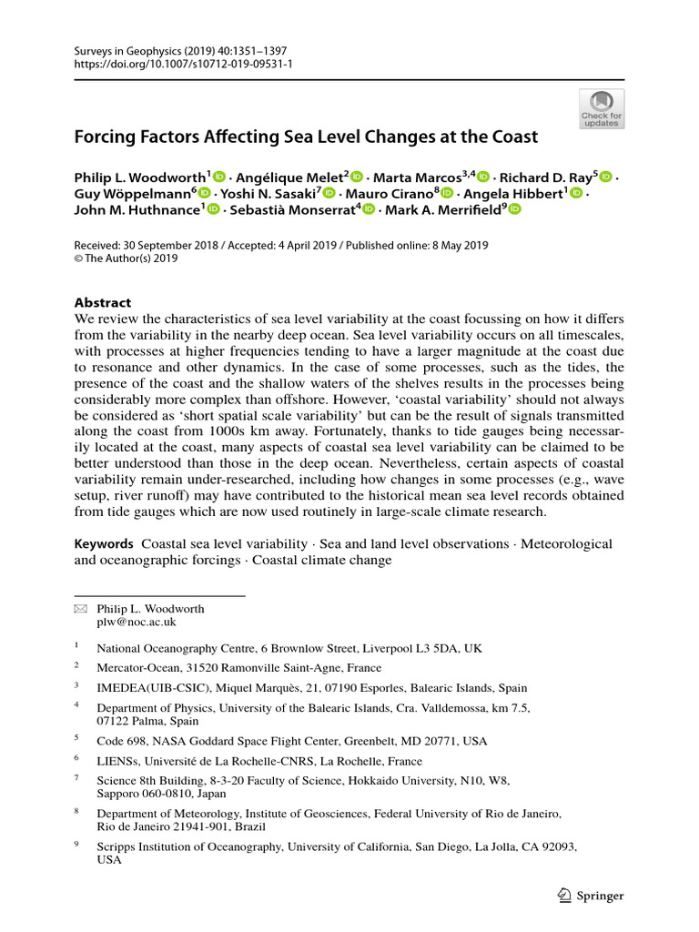 Forcing Factors Affecting Sea Level Changes at The Coast | PDF | Tide ...