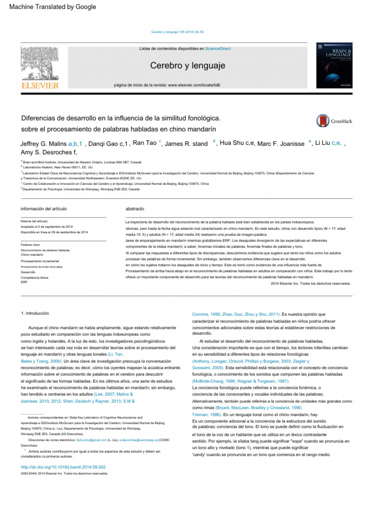 Procesamiento del Mandarín en Niños y Adultos | PDF | Palabra | Chino ...